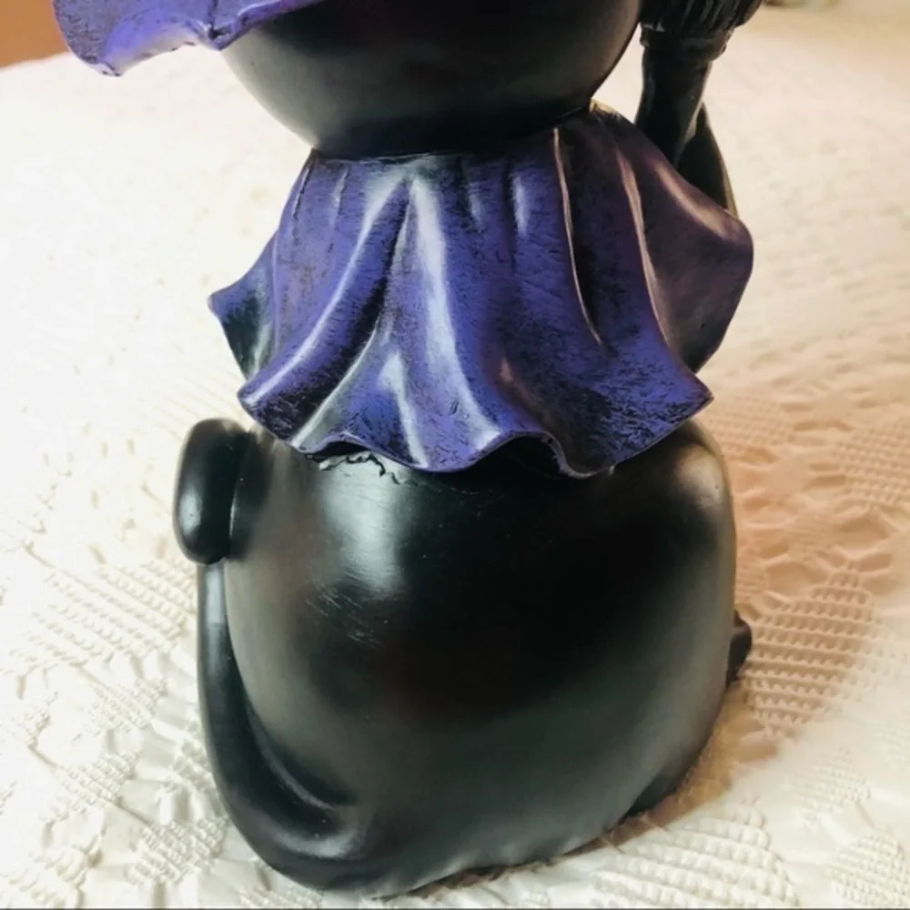 Holiday | Halloween Black Cat Witch Figurine Broom Pumpkin Cauldron 11 ...